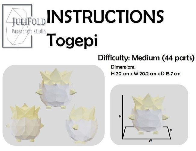 Togepi Pokemon PaperCraft Template 3D model | CGTrader