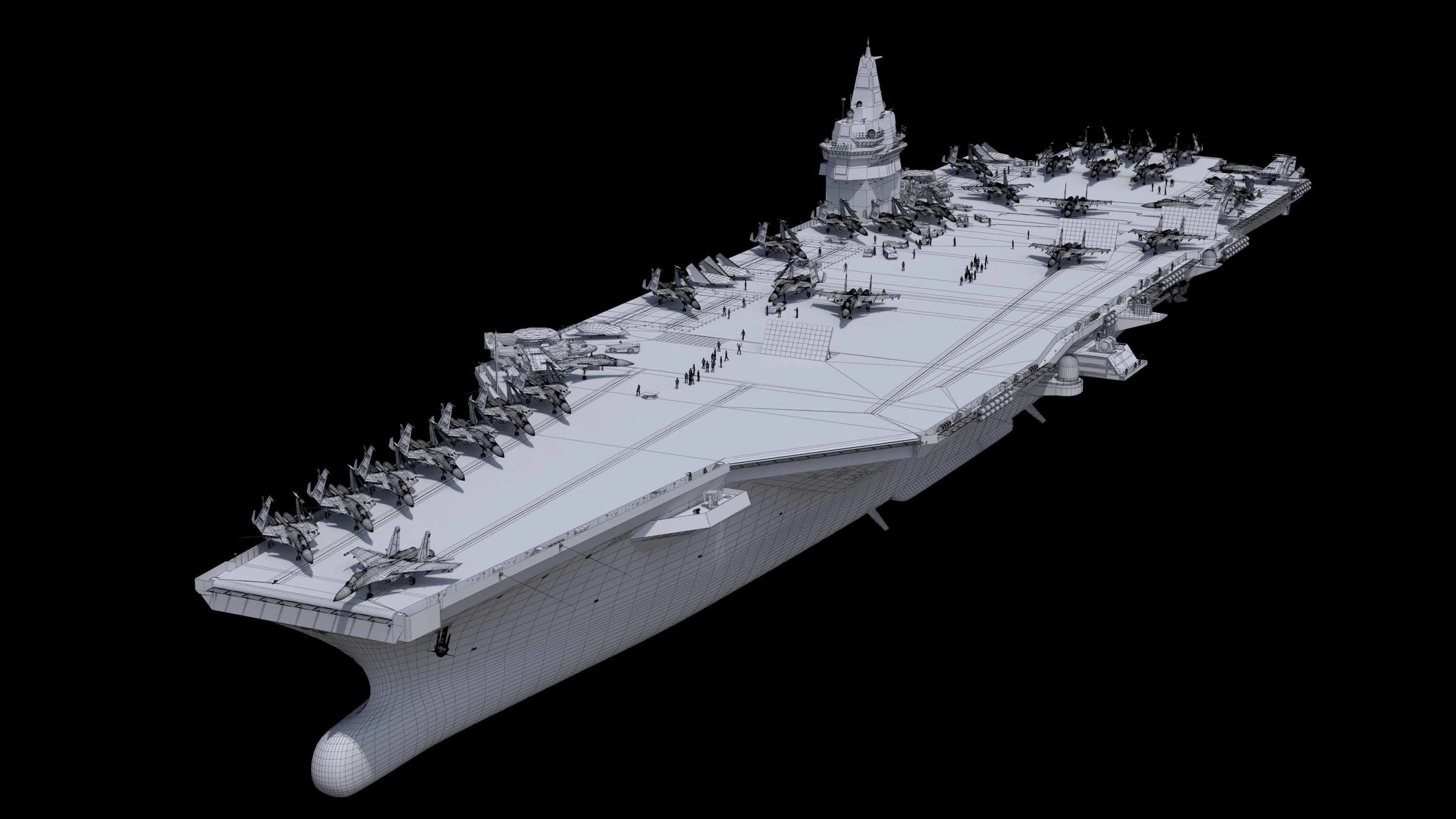 Next-generation nuclear-powered concept aircraft carrier 3D model ...