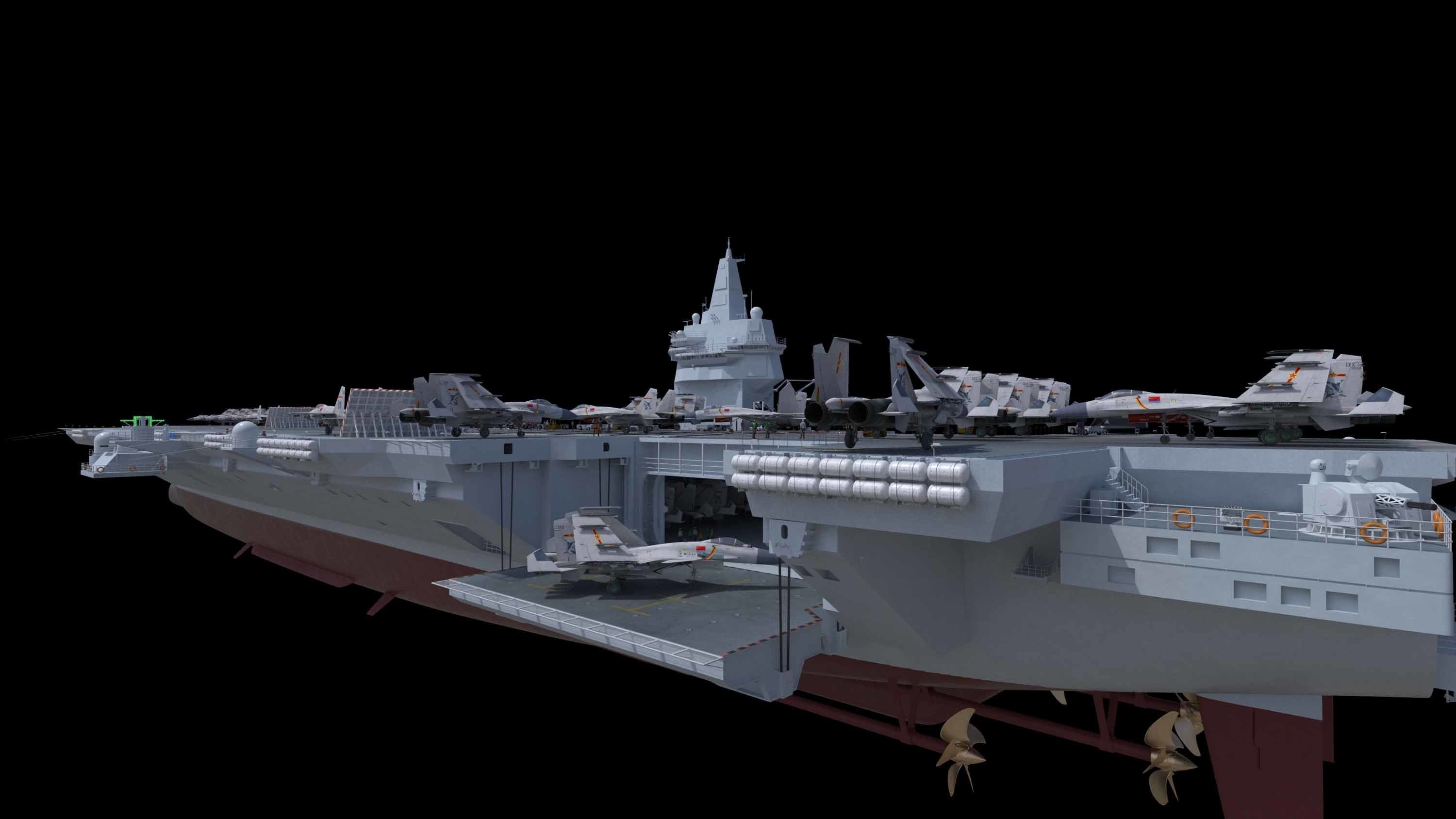 Next-generation nuclear-powered concept aircraft carrier 3D model ...