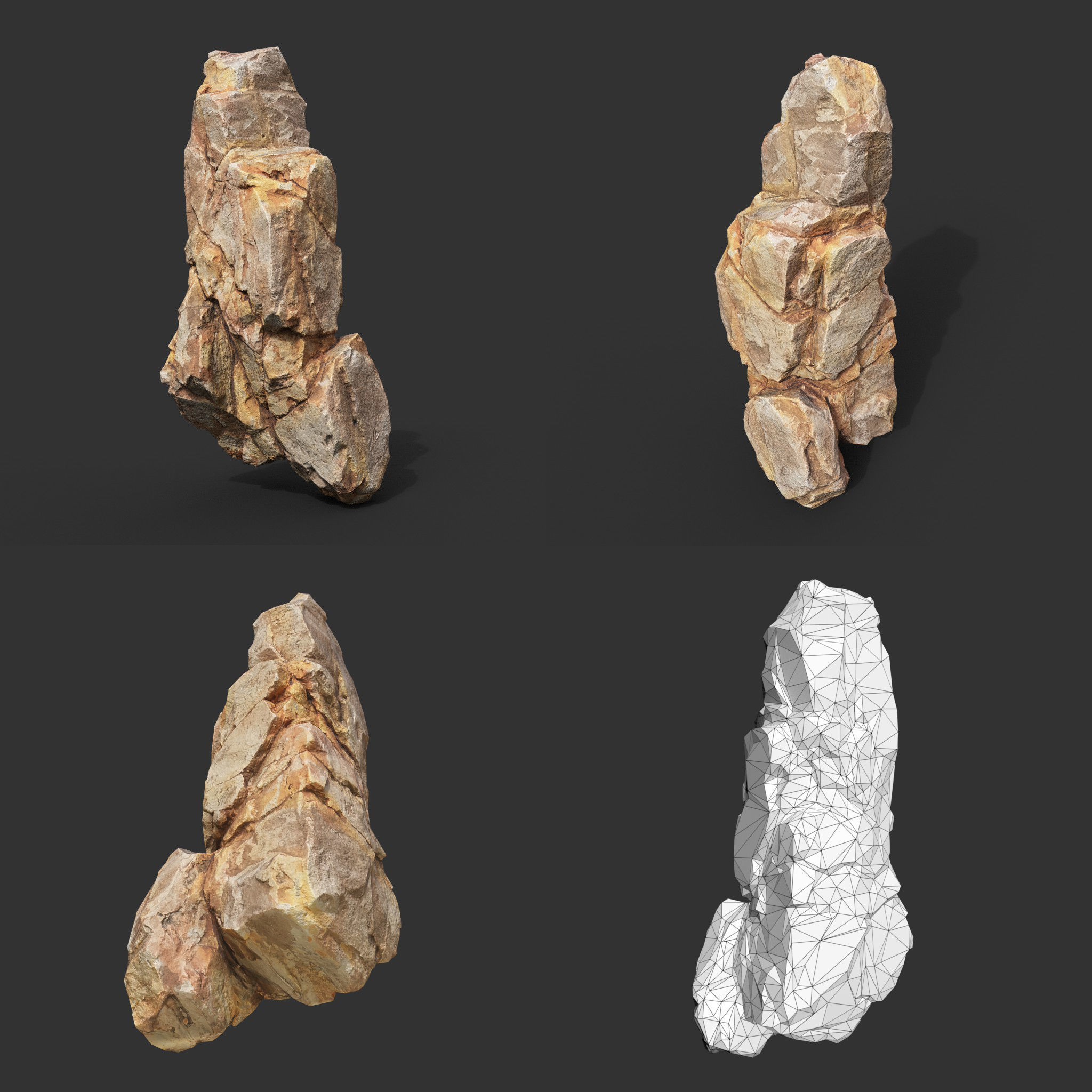 3D model Yellow Vertical Rock Modular 221120 - Ultra HD 16K Texture VR ...