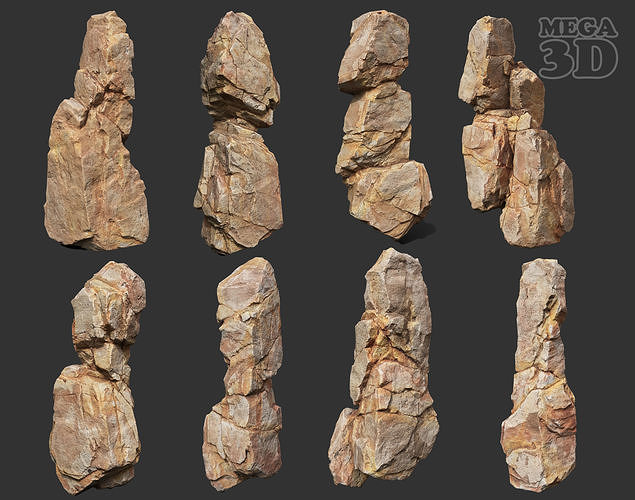 3d Model Yellow Vertical Rock Modular 221120 Ultra Hd 16k Texture Vr