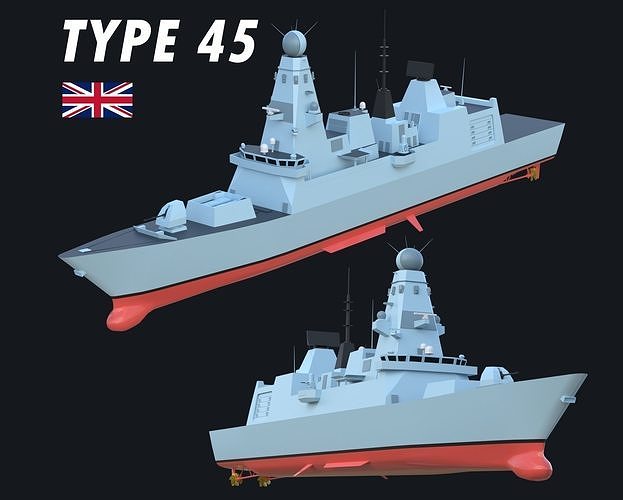 TYPE 45 Destroyer Low-Poly 3D model | CGTrader