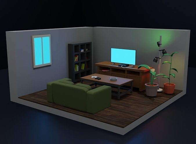 3D model Izometrik living room Blender VR / AR / low-poly | CGTrader