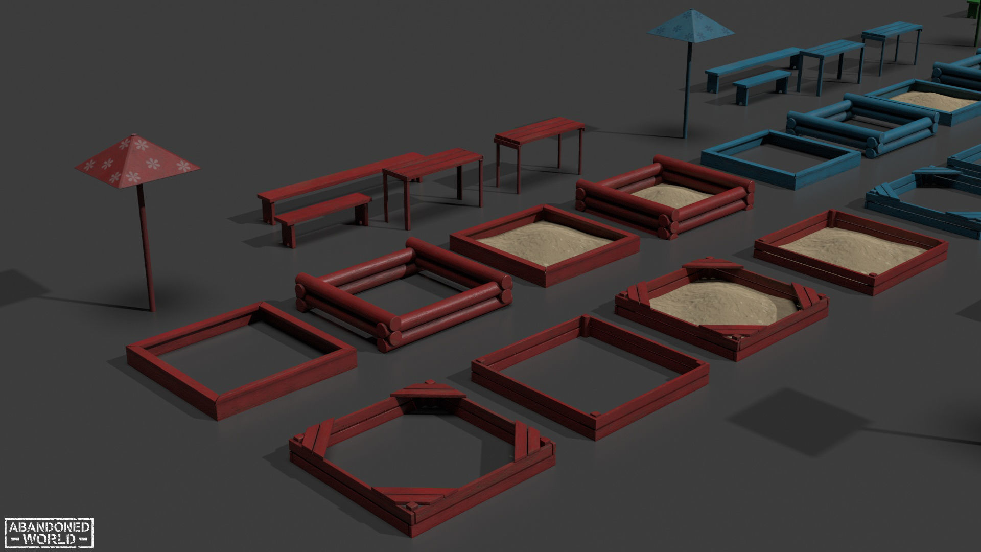 3D model Sandbox Set For Playground VR / AR / low-poly | CGTrader