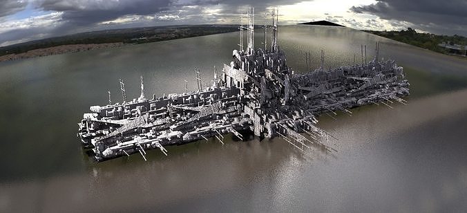 3D model Mega Sci-Fi city Complex Station submerged VR / AR / low-poly ...