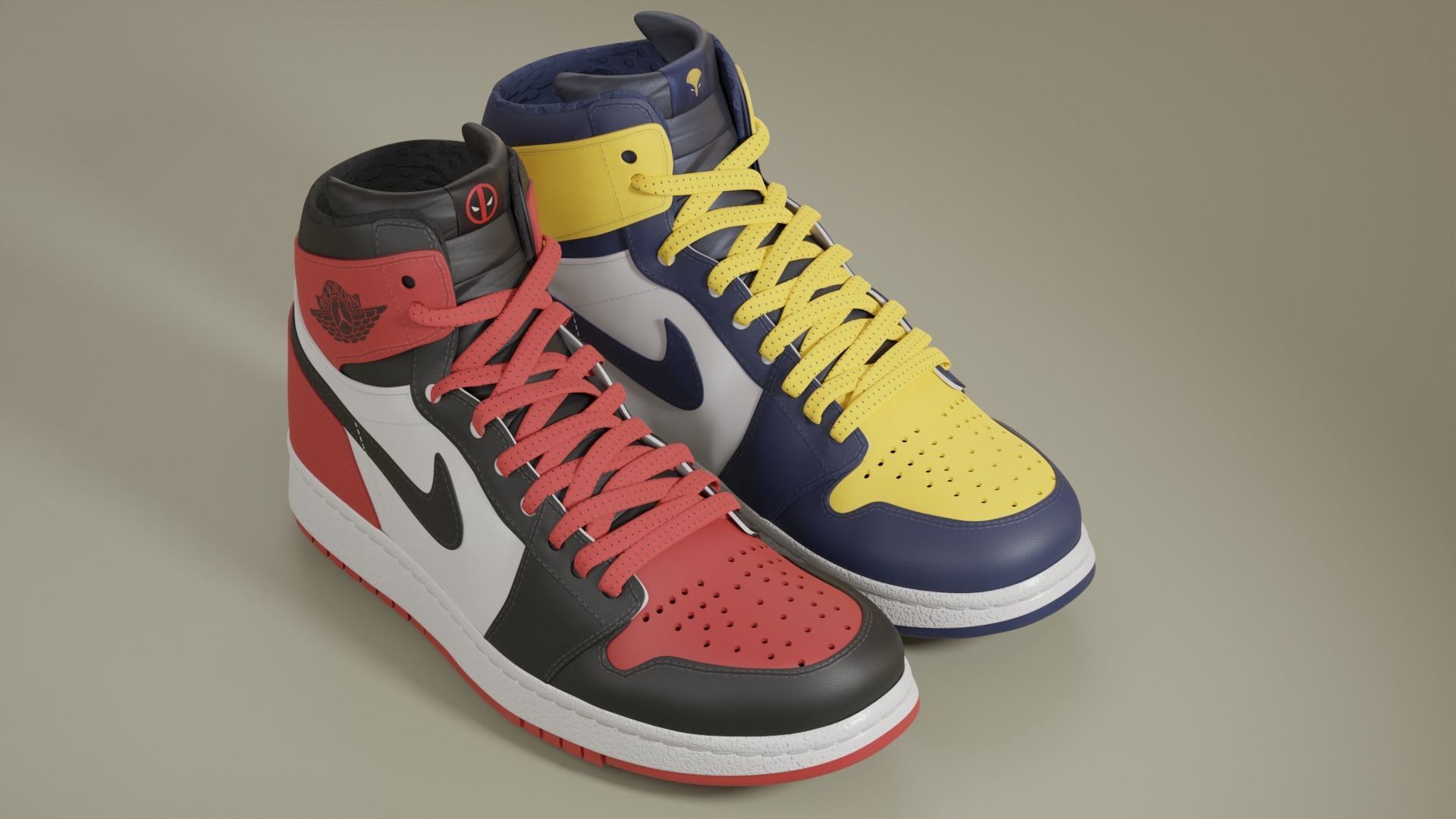 Air Jordan 1 Deadpool vs Wolverine 3D model | CGTrader