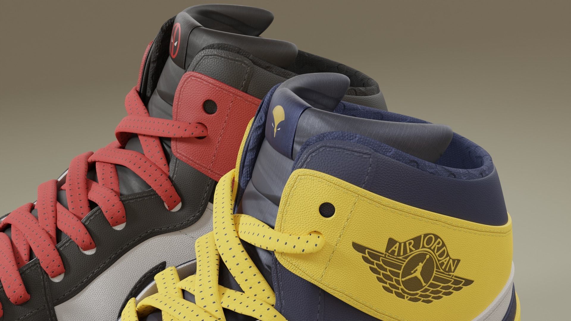 Air Jordan 1 Deadpool vs Wolverine 3D model | CGTrader