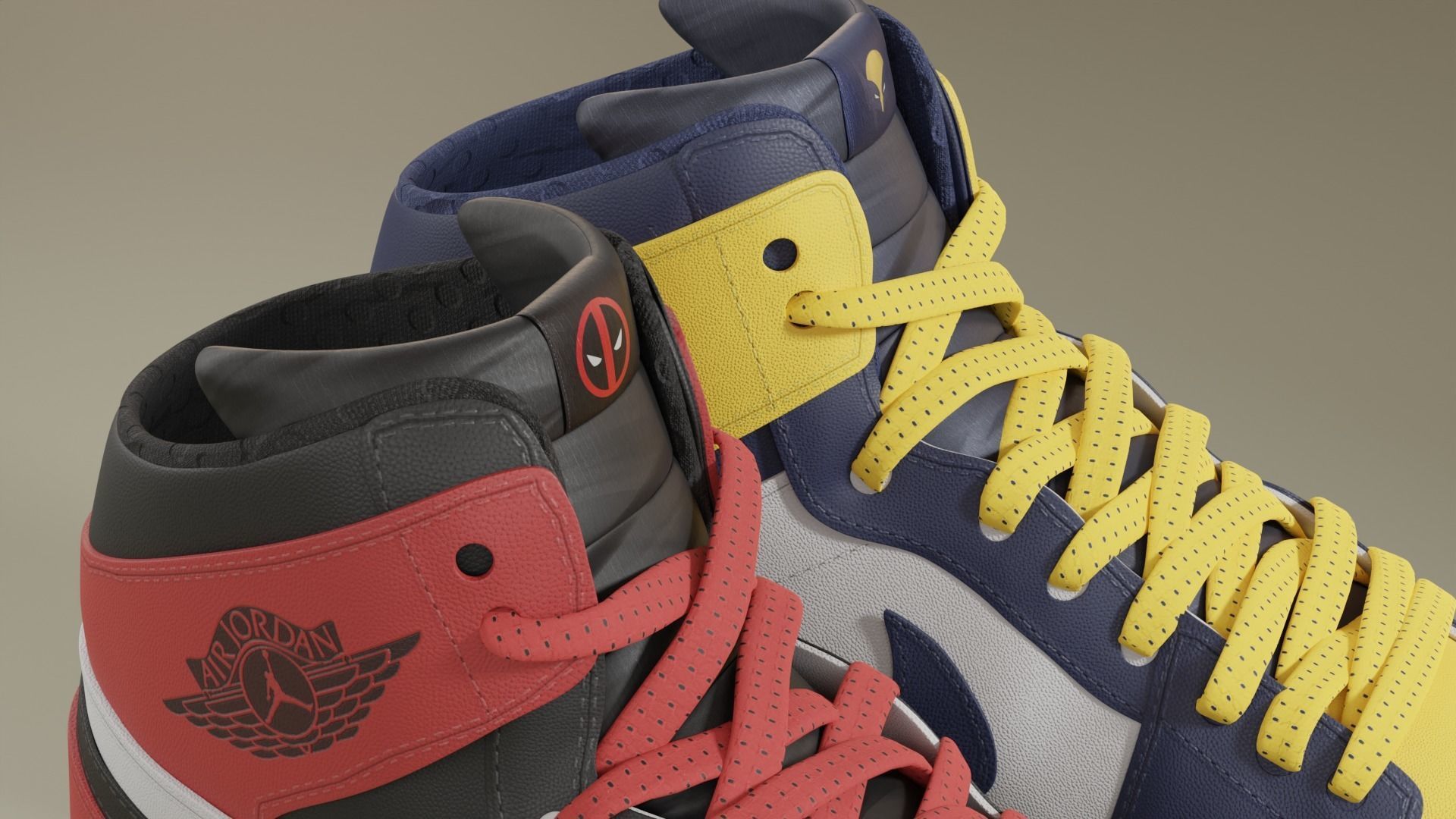 Air Jordan 1 Deadpool vs Wolverine 3D model | CGTrader
