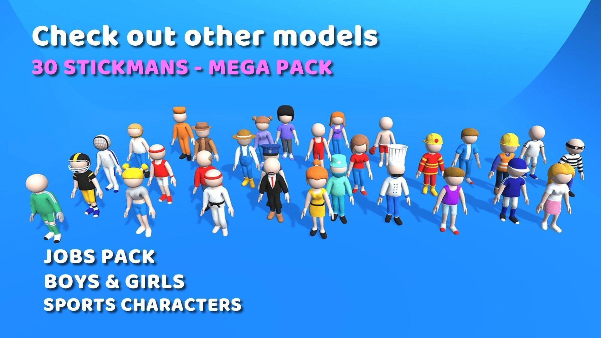 3D model Simple Low Poly Stickman Character - 3D model VR / AR / low ...