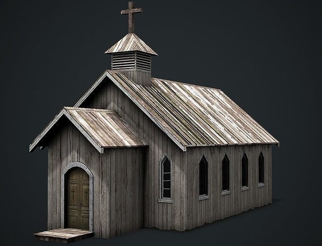 3D model Old Wooden Church - Low Poly Game Ready VR / AR / low-poly ...