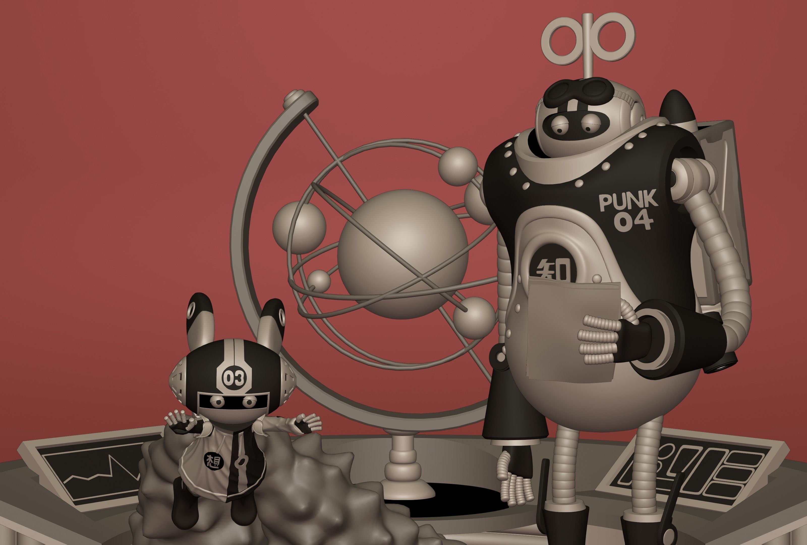 3D model ONE PIECE VEGAPUNK PYTHAGORAS AND EDISON FIGURE SCULPT VR / AR ...