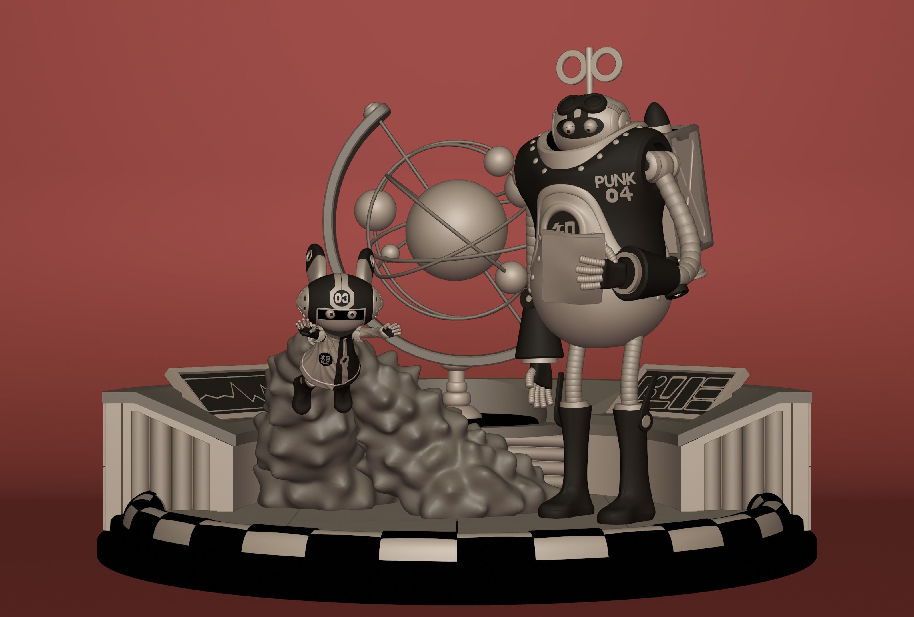 3D model ONE PIECE VEGAPUNK PYTHAGORAS AND EDISON FIGURE SCULPT VR / AR ...