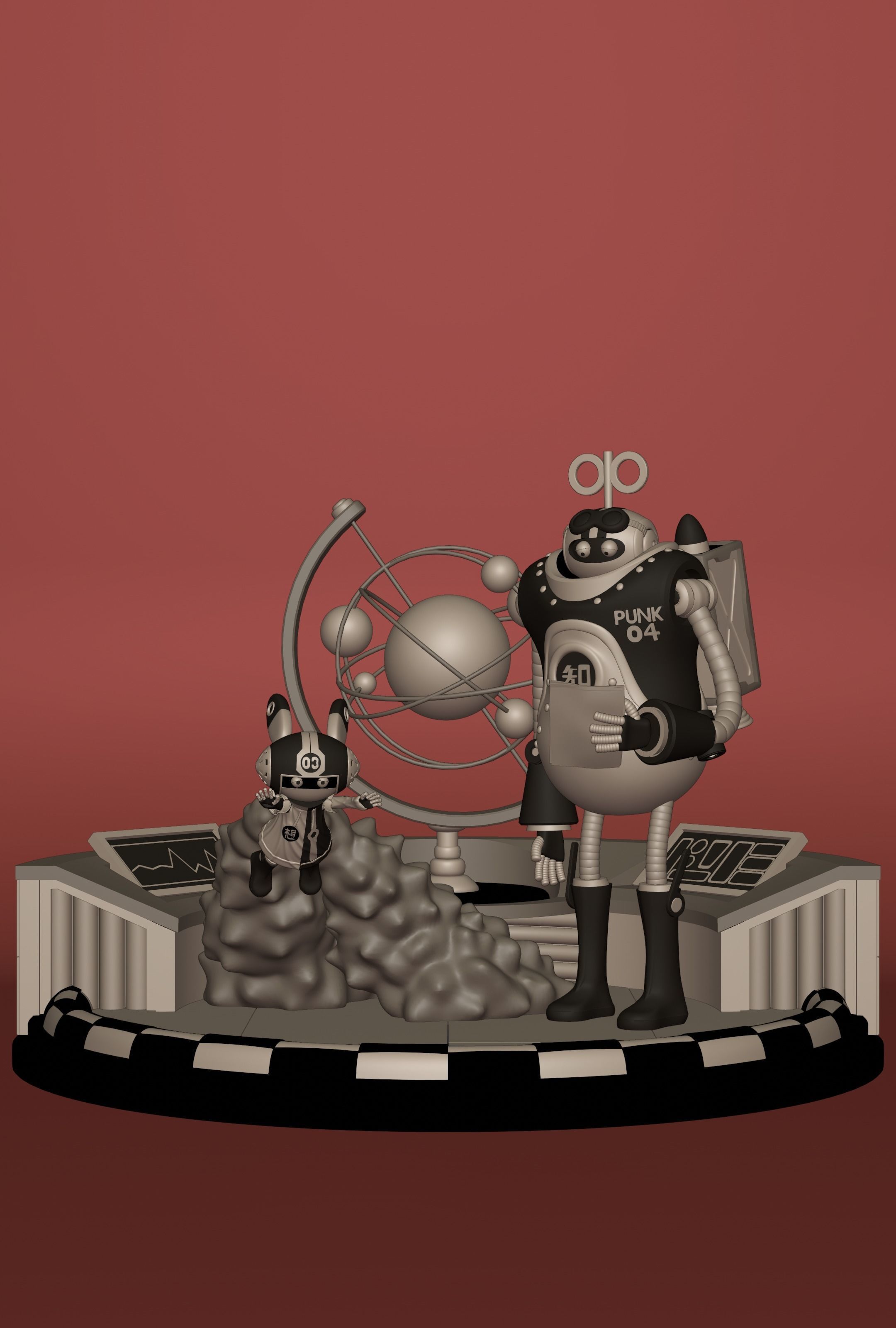 3D model ONE PIECE VEGAPUNK PYTHAGORAS AND EDISON FIGURE SCULPT VR / AR ...