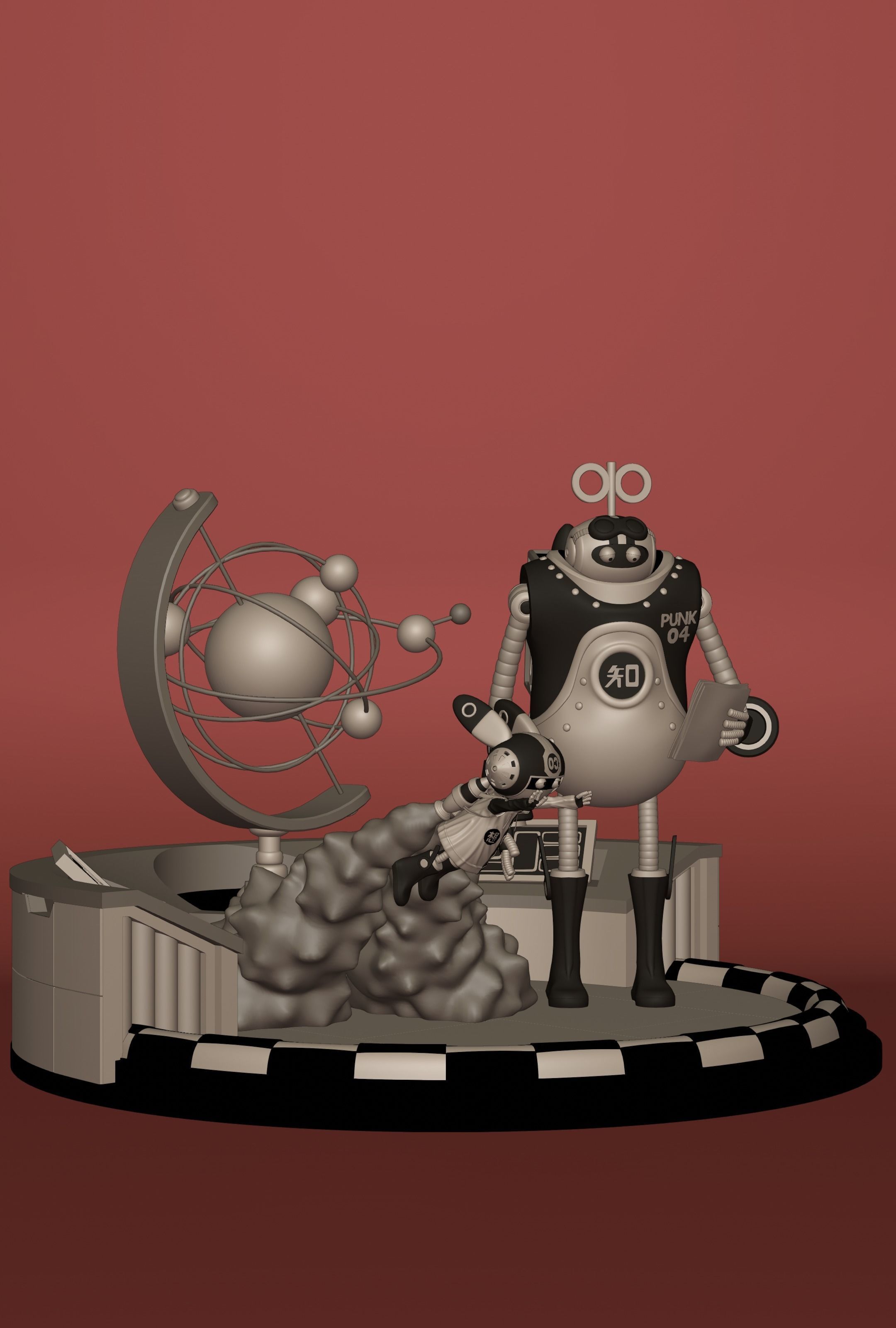 3D model ONE PIECE VEGAPUNK PYTHAGORAS AND EDISON FIGURE SCULPT VR / AR ...