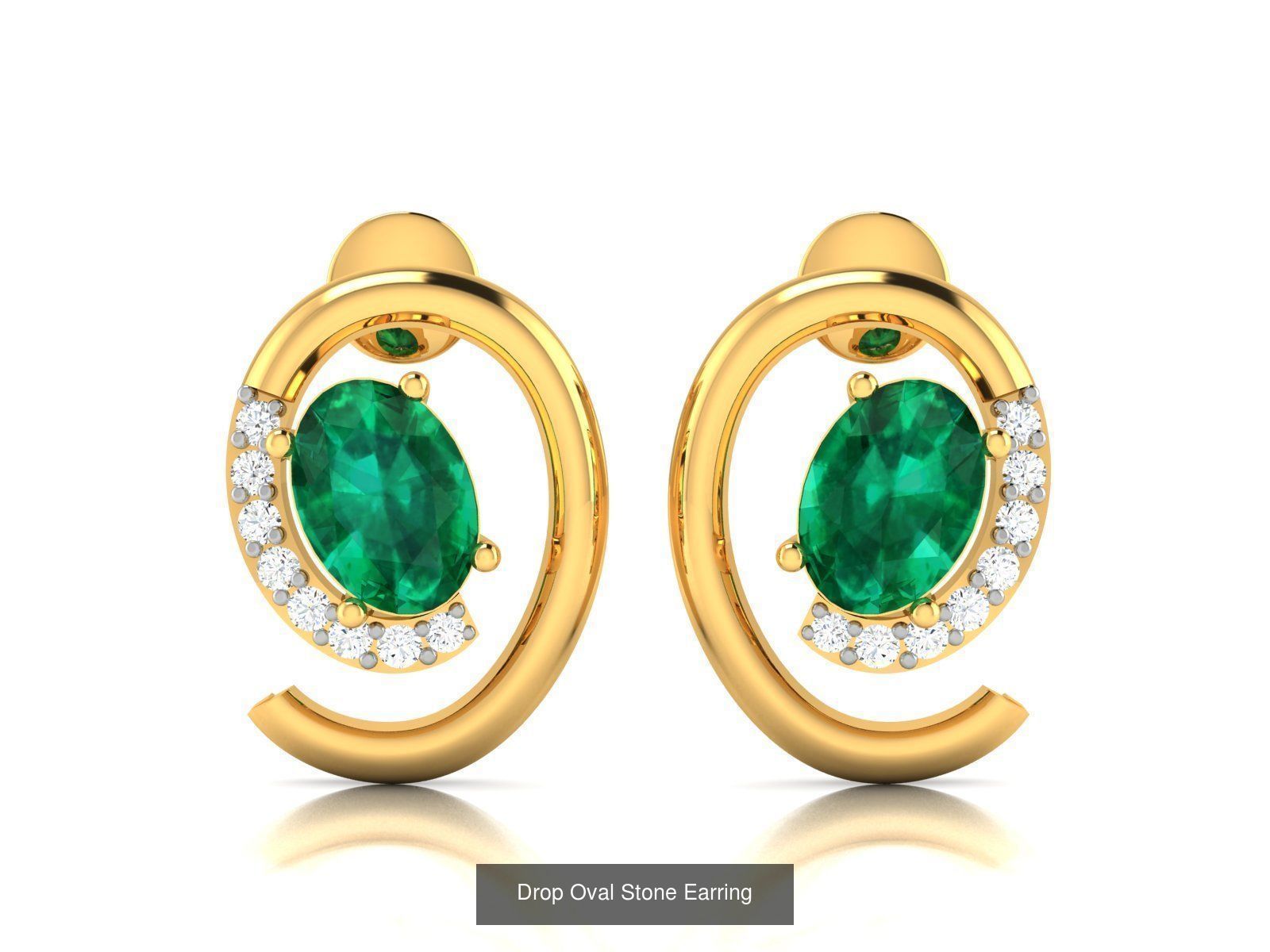 25 Women Oval Stone Earrings Collection | CGTrader