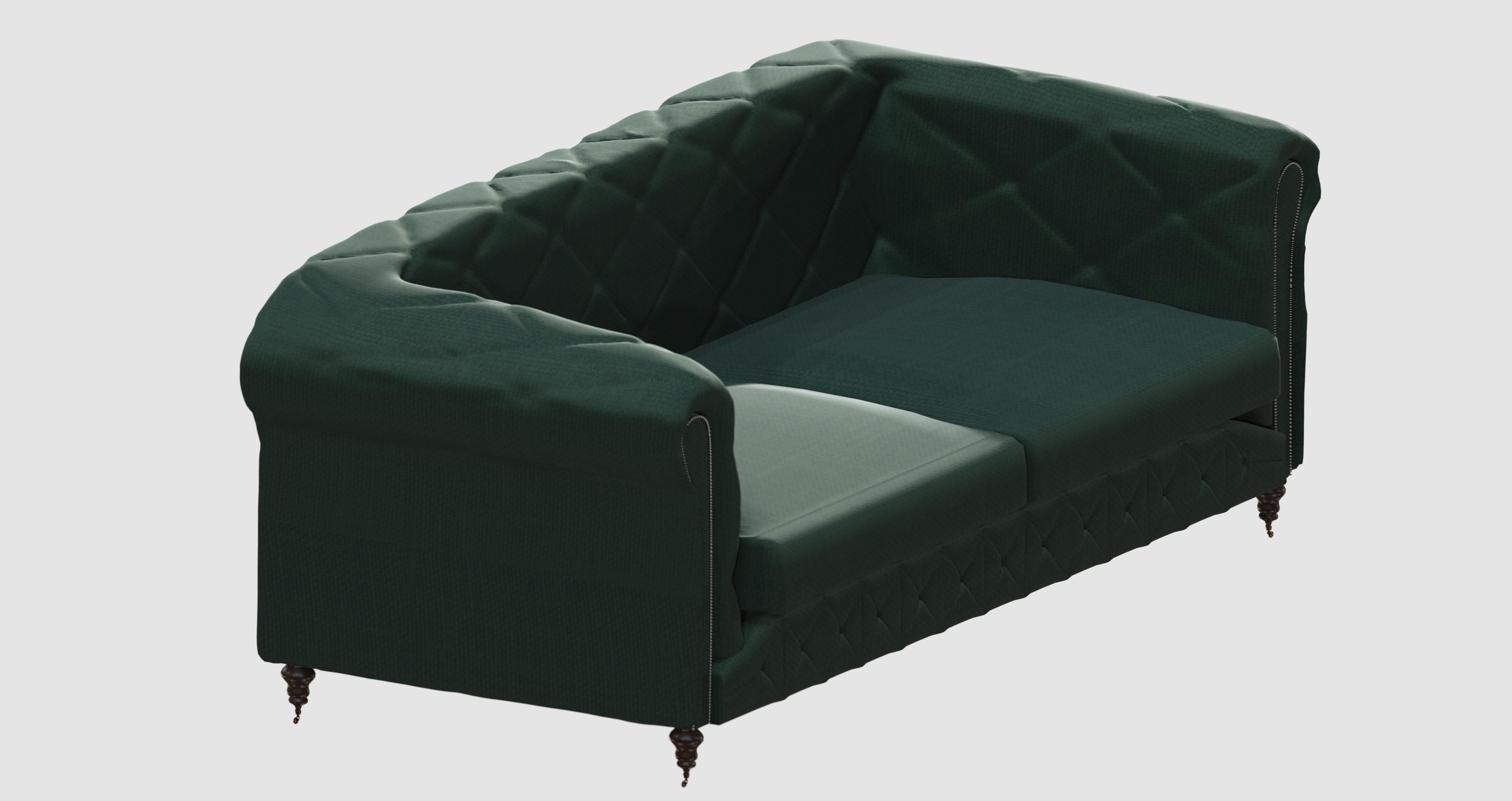 Green capitone basic sofa 3D model | CGTrader