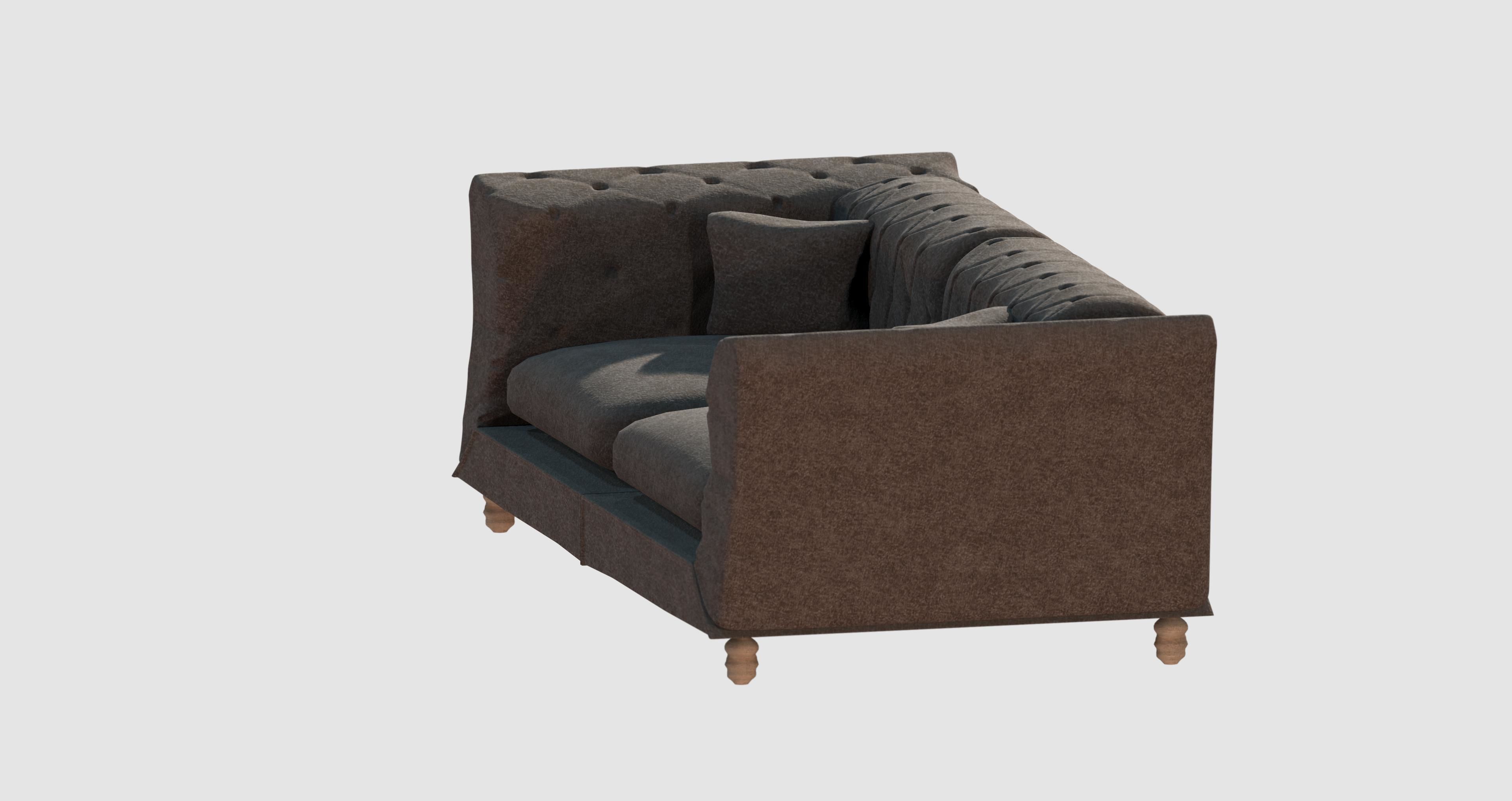 Light brown-grey velvet capitone corner sofa 3D model | CGTrader