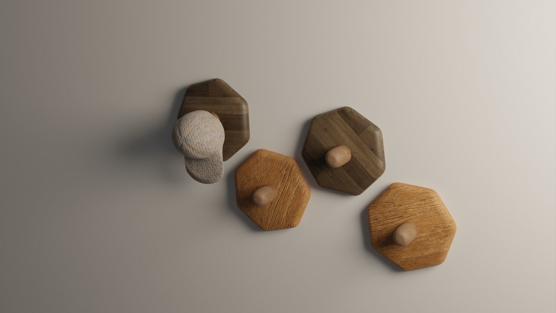 Hexagon Wall Knobs 3D model | CGTrader