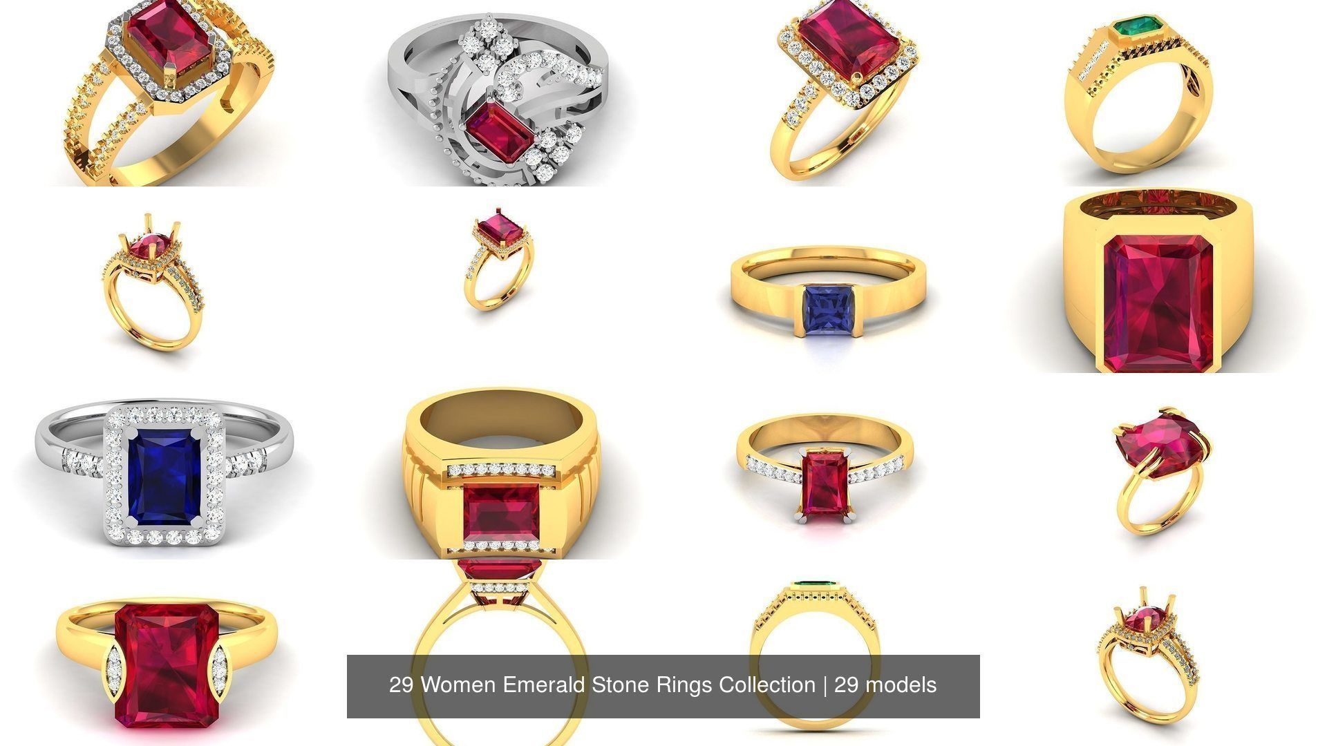 29 Women Emerald Stone Rings Collection | CGTrader