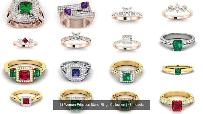 48 Women Princess Stone Rings Collection | CGTrader