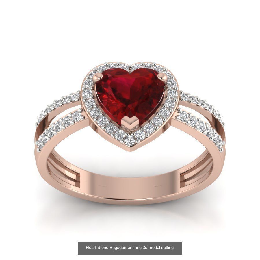 15 Women Heart Stone Rings Collection | CGTrader
