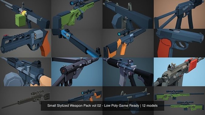 3D Model Collection Small Stylized Weapon Pack vol 02 - Low Poly Game ...