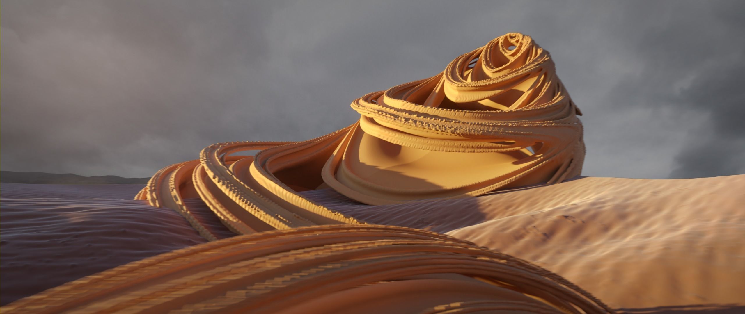 Desert Dunes with ancient alien monuments 3D model | CGTrader