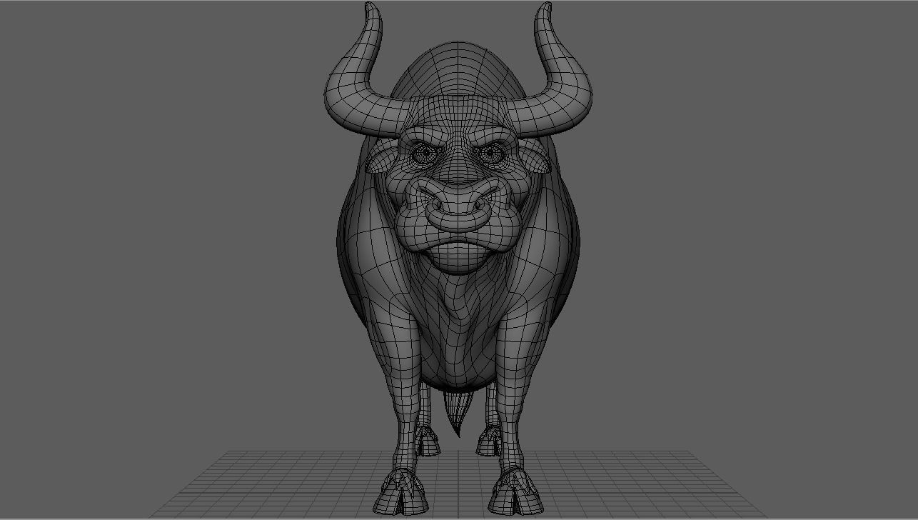 Bull 3D Model cartoon with big horns 3D model | CGTrader