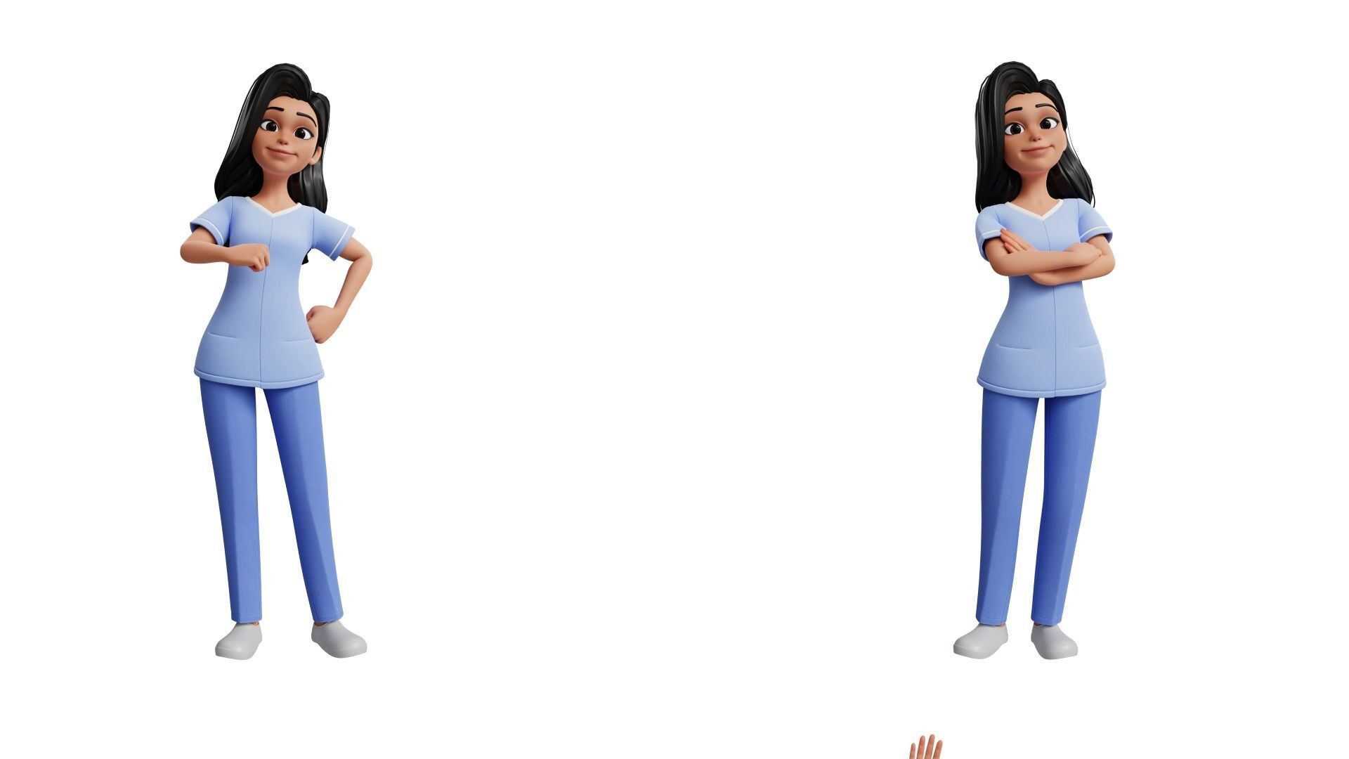 3D model Nurse Cartoon Female Character VR / AR / low-poly rigged ...
