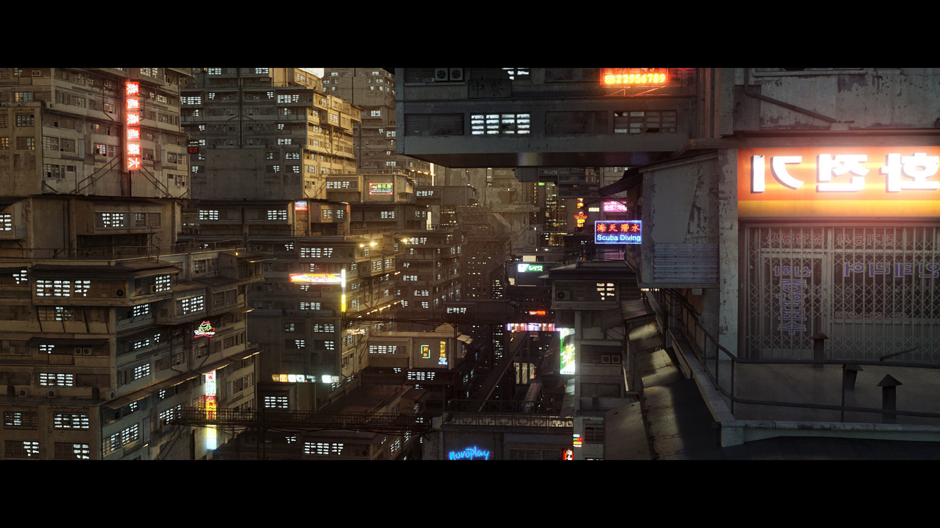 3D Cyberpunk Asian City Scene 3D model animated | CGTrader