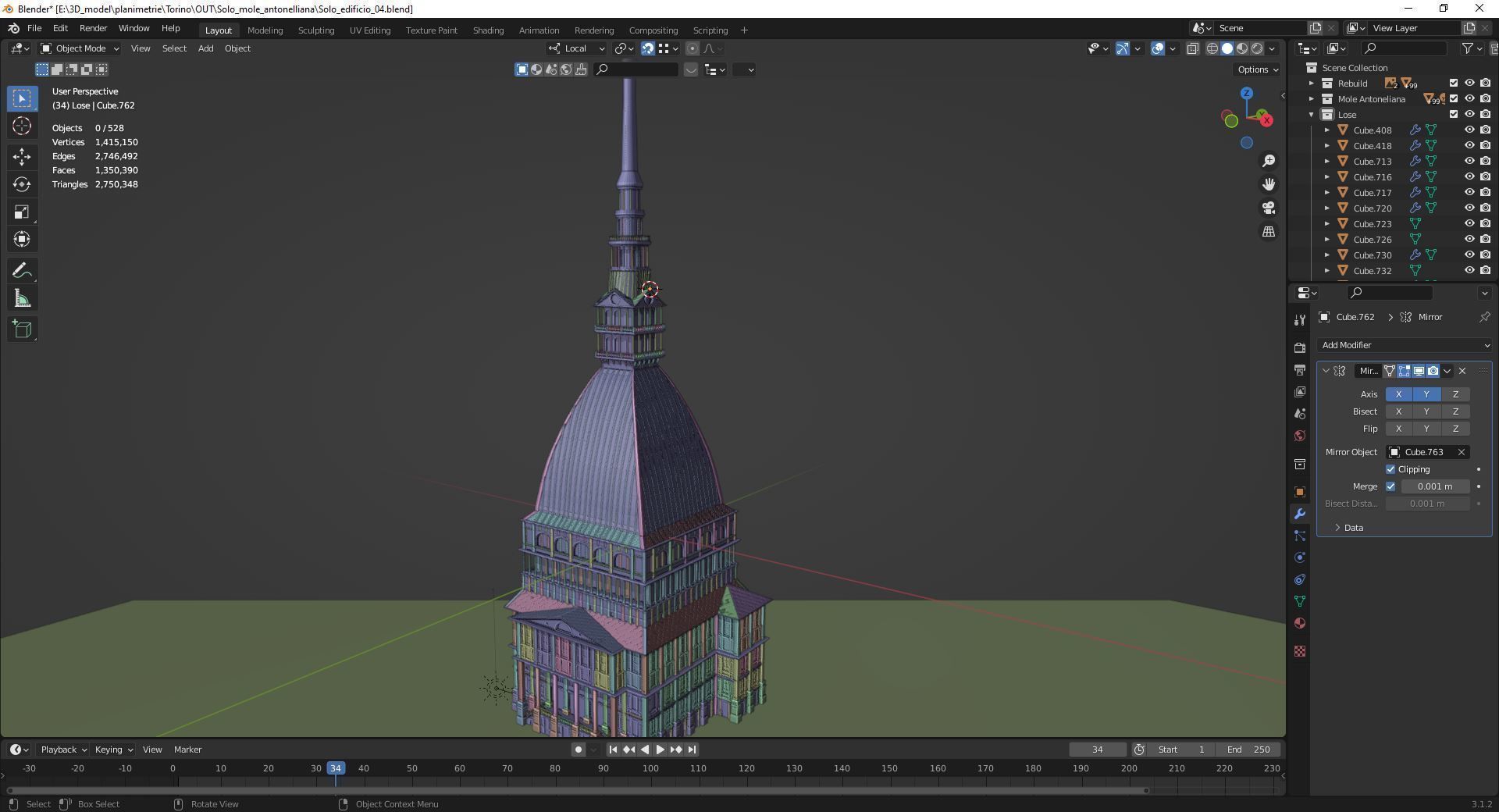 3D model Torino Mole Antonelliana For 3d printer VR / AR / low-poly ...