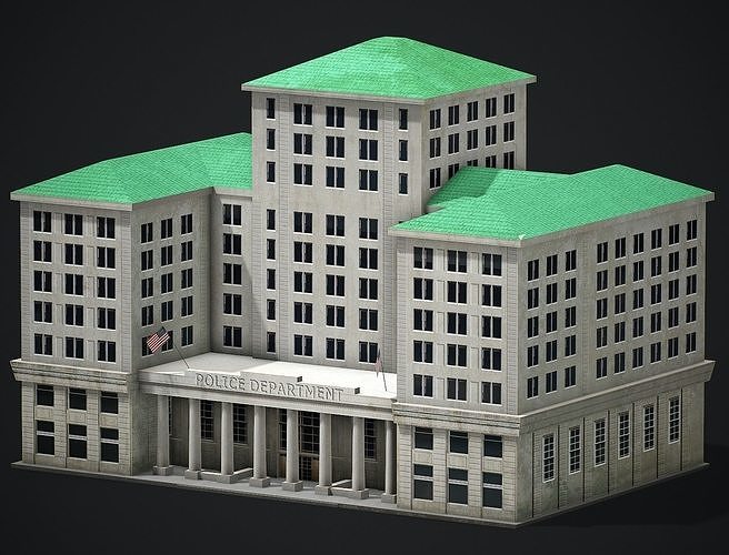 3D model Police Department Building - Low Poly Game Ready VR / AR / low ...