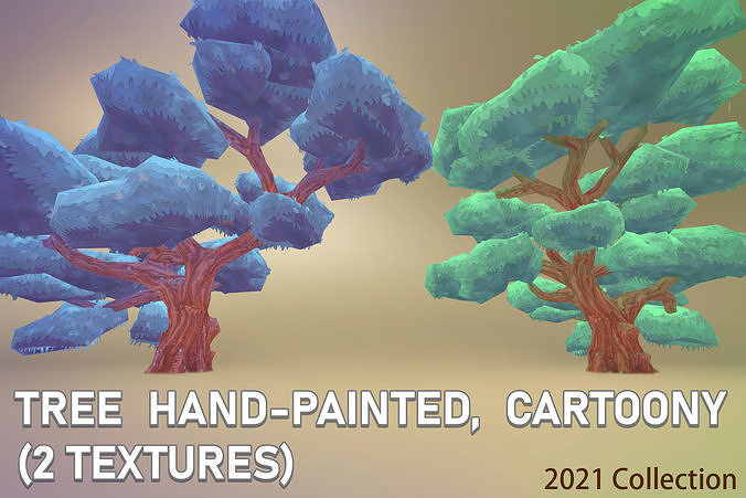 Tree --- FREE --- Hand-painted and Cartoon free VR / AR / low-poly 3D ...