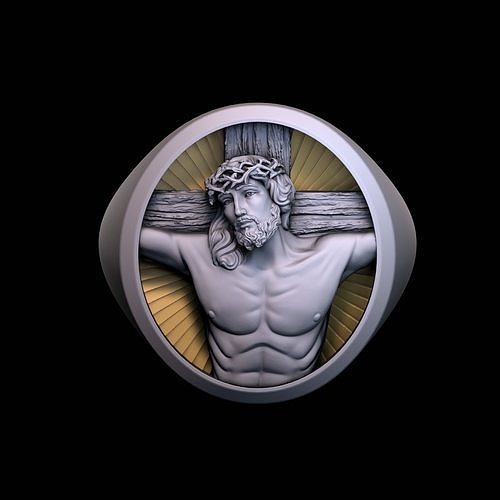 Ring with Crucifix 3D print model 3D model 3D printable | CGTrader