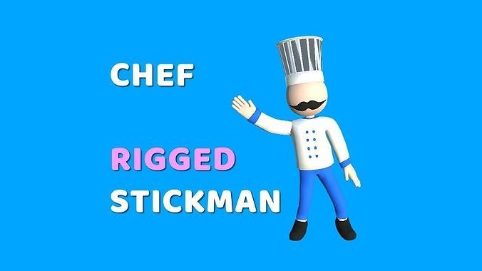 3D model Chef - Simple Low Poly Stickman Character - 3D Model VR / AR ...