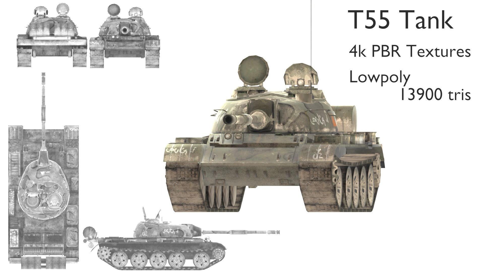 3D model Tank-T55 toy tank VR / AR / low-poly | CGTrader