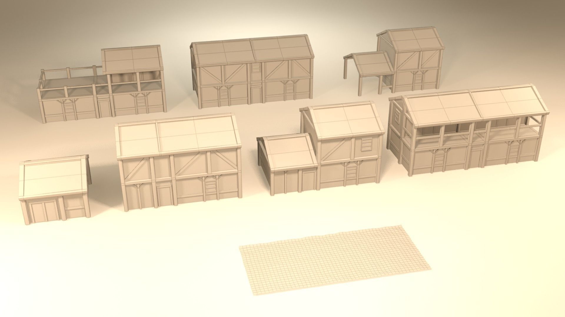 3D model Medieval houses pack VR / AR / low-poly | CGTrader