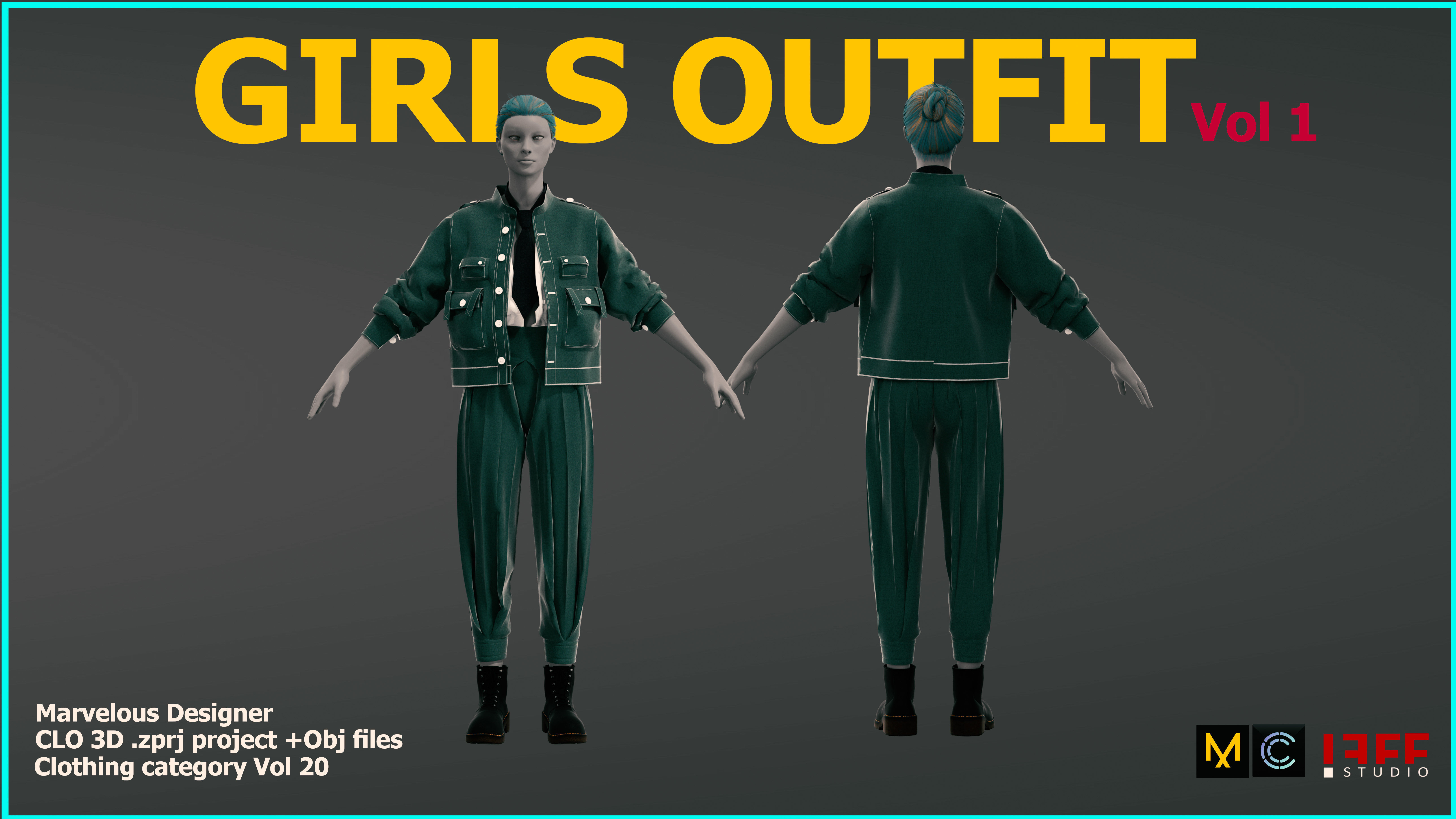 Girls outfit 1 Marvelous CLO Project file VOL 20 free VR / AR / low ...