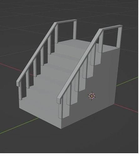 the step stairs with railing 3D model | CGTrader