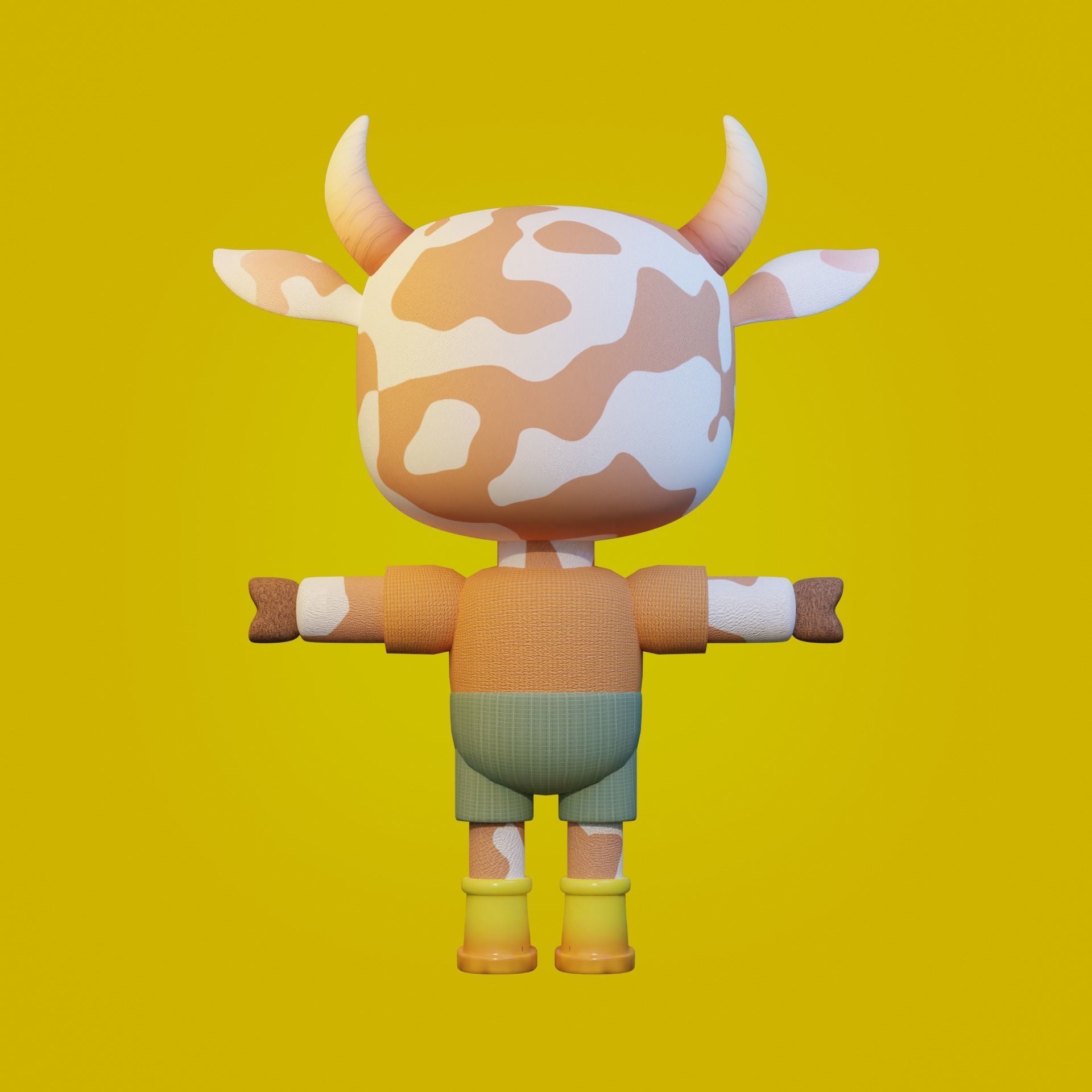 Bull Character Blender Cute Animals 3D model | CGTrader