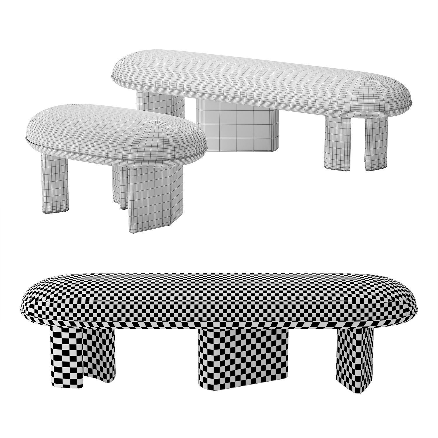 DEMURO DAS CORBU BENCH OTTOMAN 3D model | CGTrader