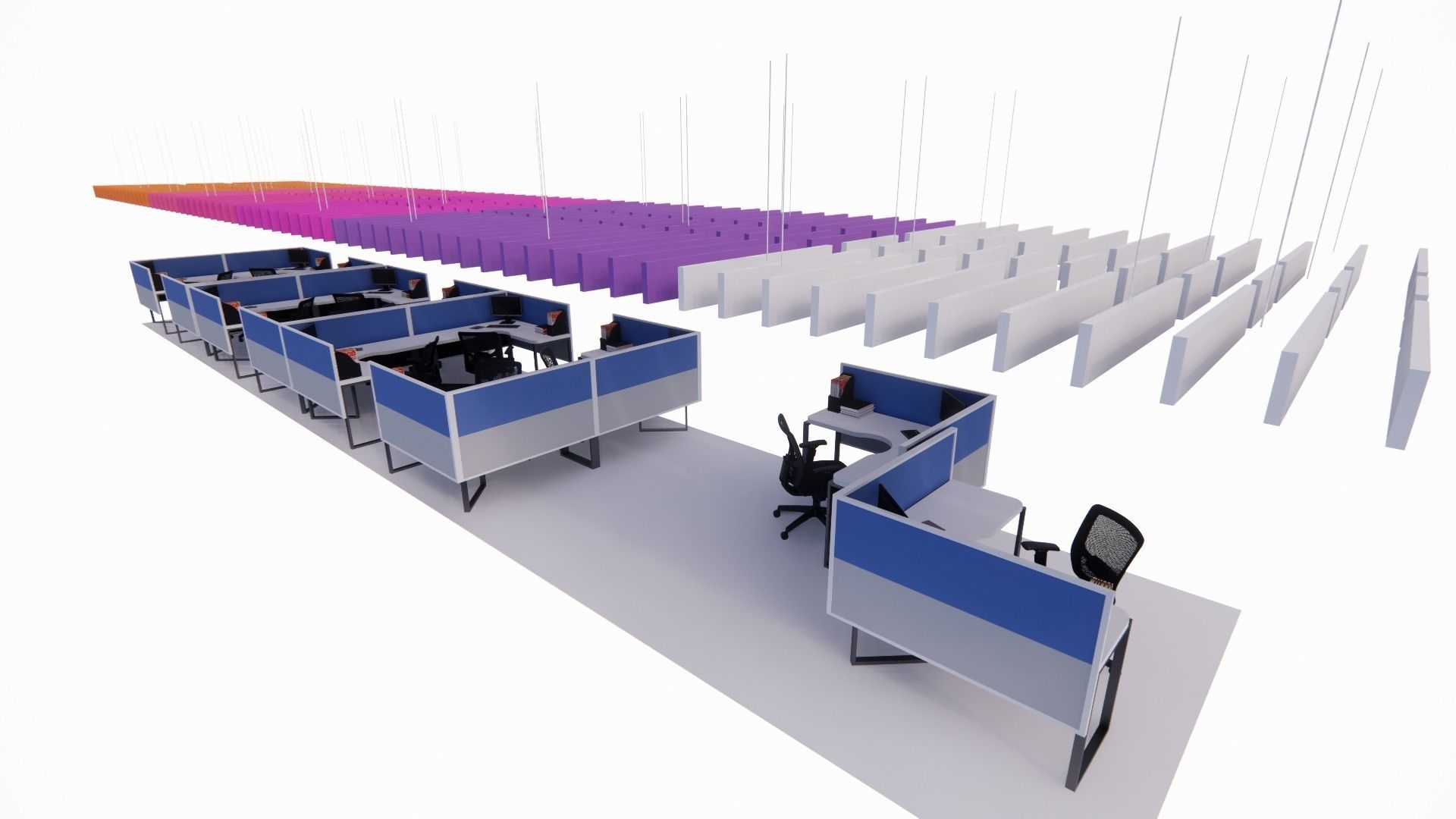 3D model Workstation Cubical - Baffle Ceiling VR / AR / low-poly | CGTrader