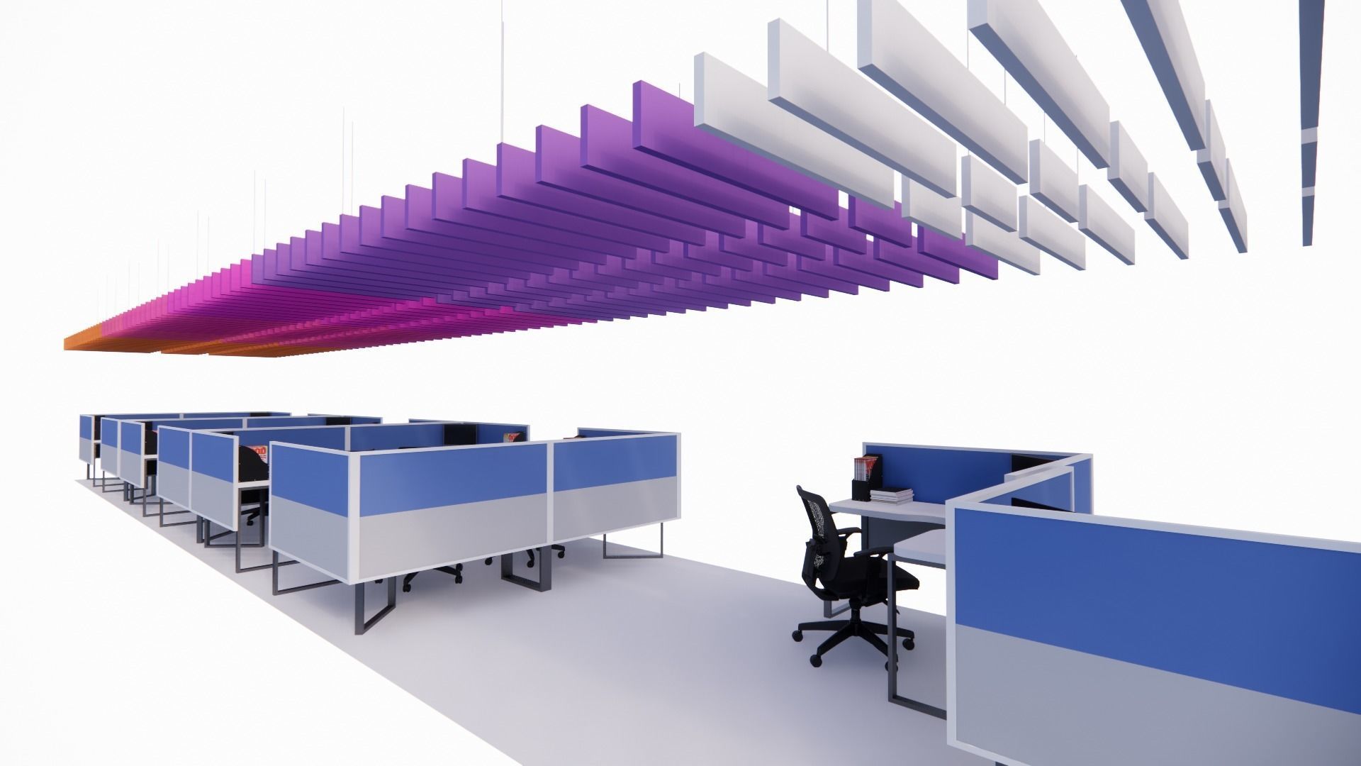 3D model Workstation Cubical - Baffle Ceiling VR / AR / low-poly | CGTrader