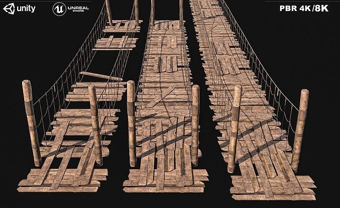 3D model Rope Bridge Pack VR / AR / low-poly | CGTrader