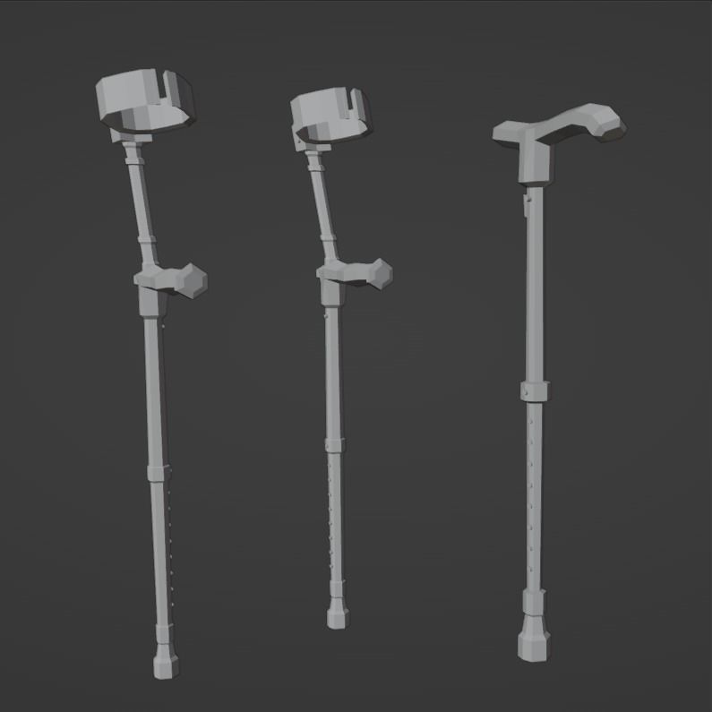 Template Walking Cane and Forearm Crutches free VR / AR / low-poly 3D ...