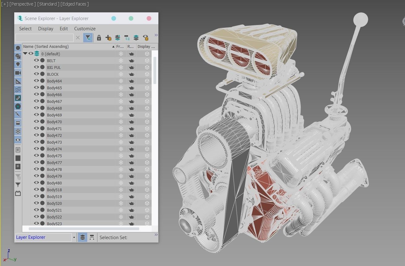 Cartoon V8 HotRod engine 3D model | CGTrader