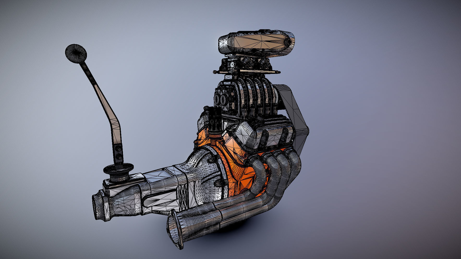 Cartoon V8 HotRod engine 3D model | CGTrader