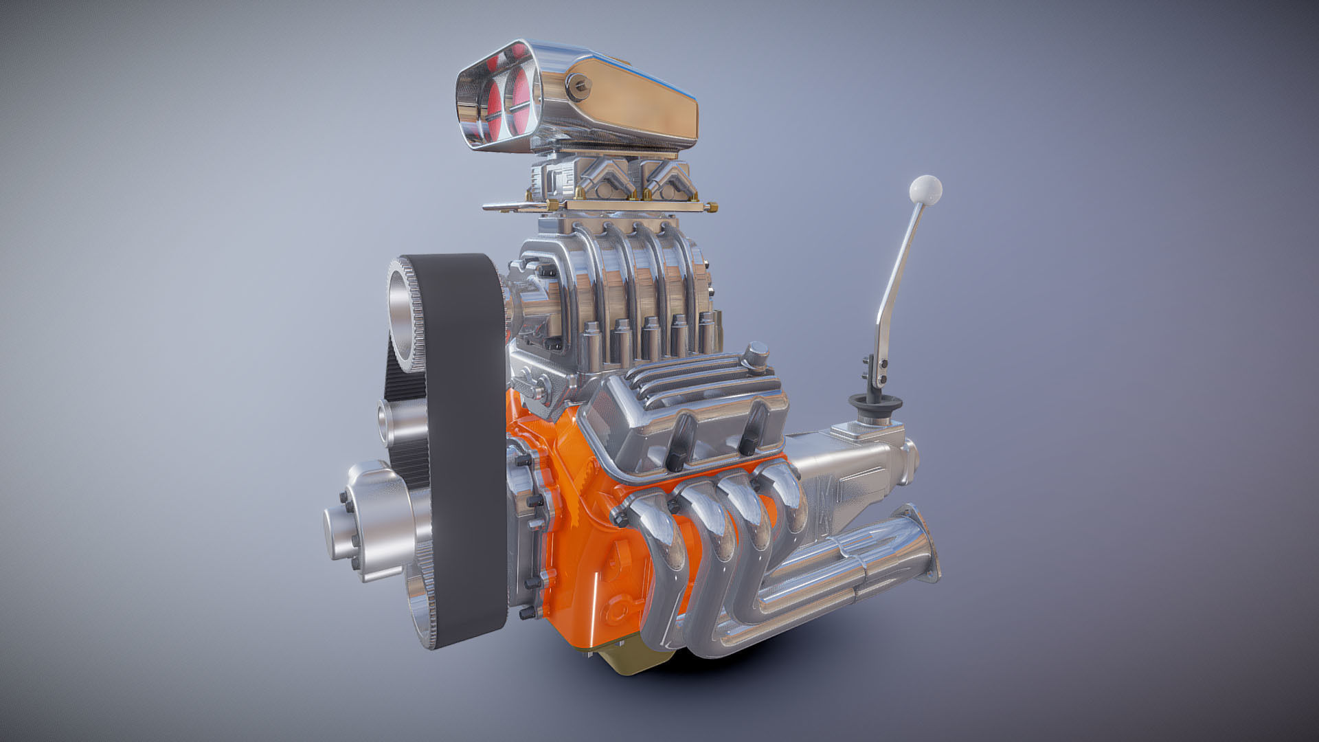 Cartoon V8 HotRod engine 3D model | CGTrader