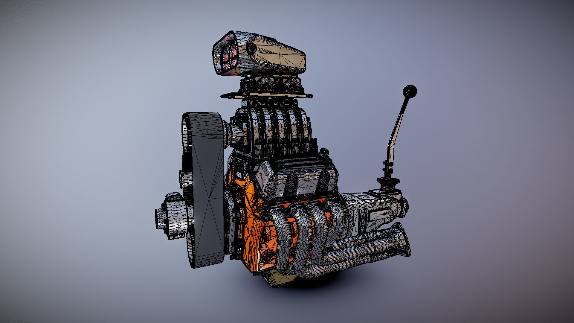 Cartoon V8 HotRod engine 3D model | CGTrader