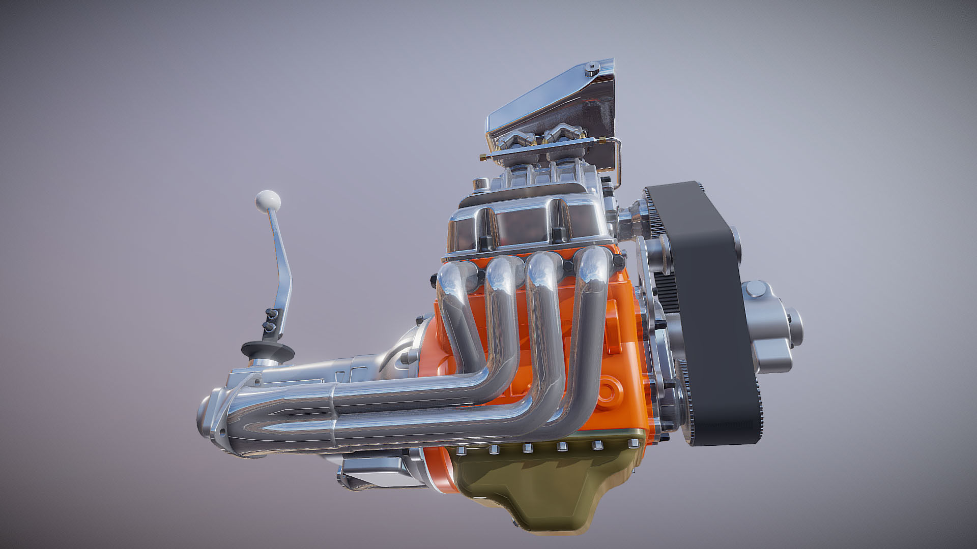 Cartoon V8 HotRod engine 3D model | CGTrader